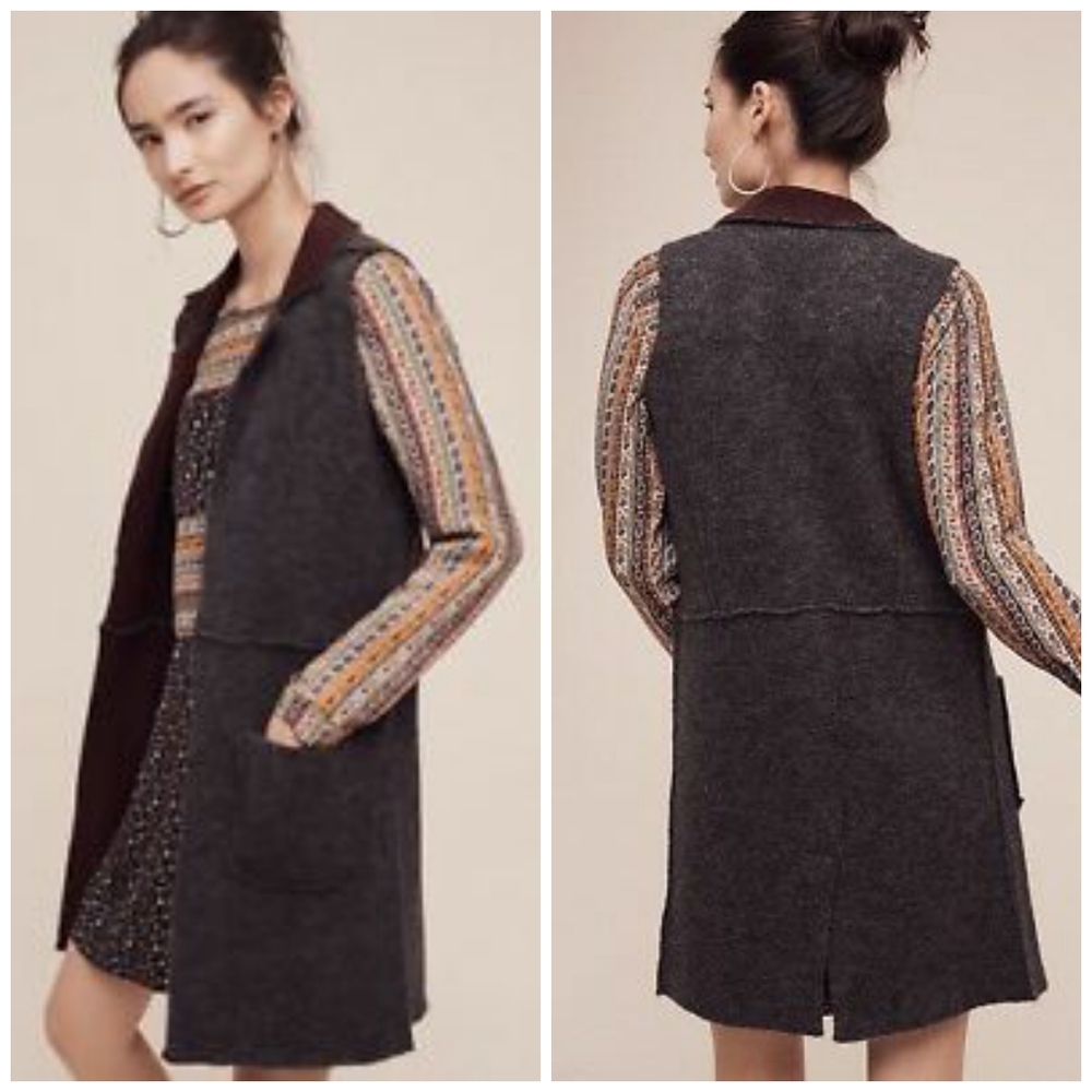 Anthropologie Morris Long Duster Vest A20-Ups - Gem